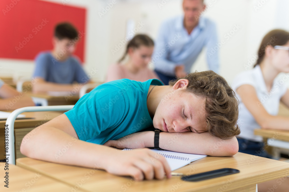 Boy Sleeping In Class