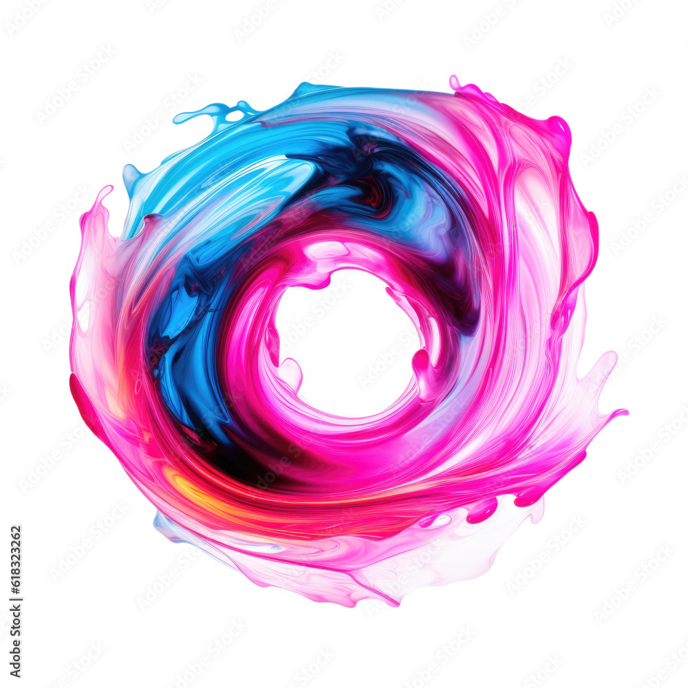 pink and blue vortex of swirling neon light abstract shape, 3d render ...