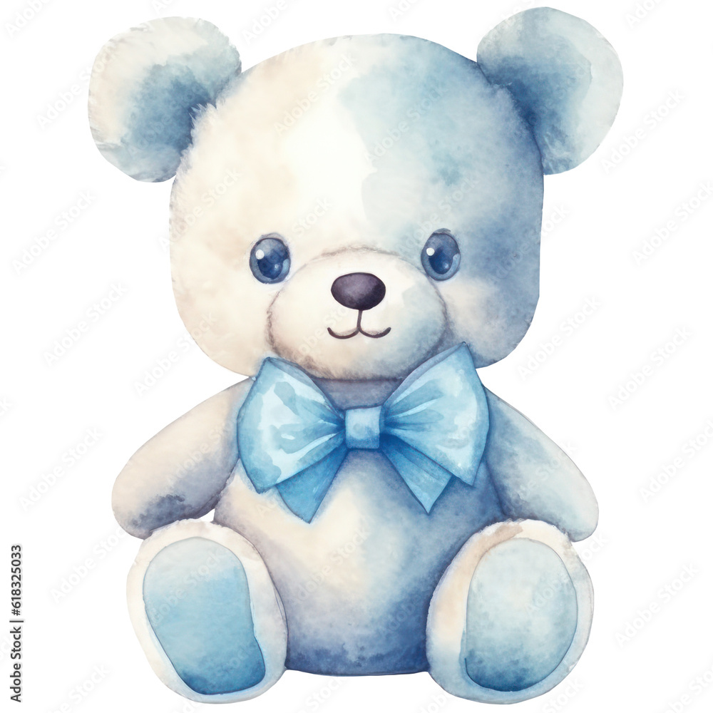 Cute Teddy Bear with Blue Ribbon for Joyful Baby Shower Celebrations ...