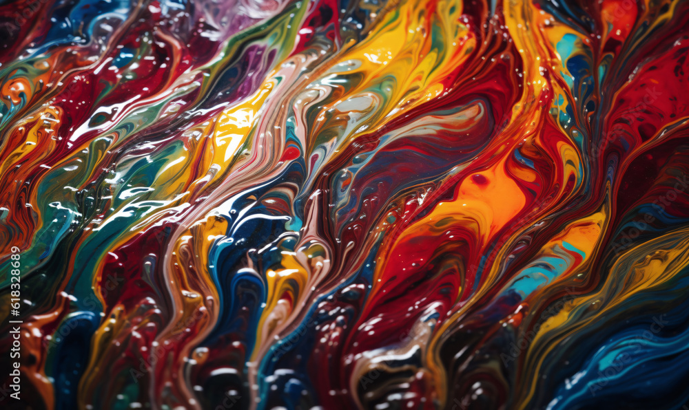 Abstract paint and ink in a rainbow of colors Liquid, abstract ...
