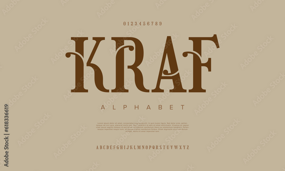 Kraf premium luxury elegant alphabet letters and numbers. Elegant ...