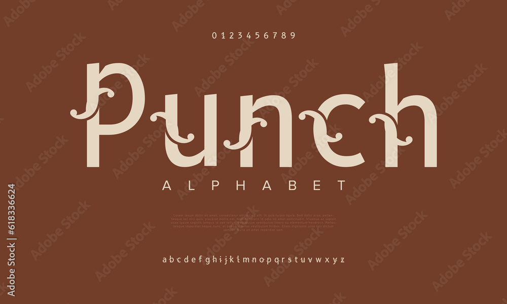 Vetor de Punch premium luxury elegant alphabet letters and numbers ...