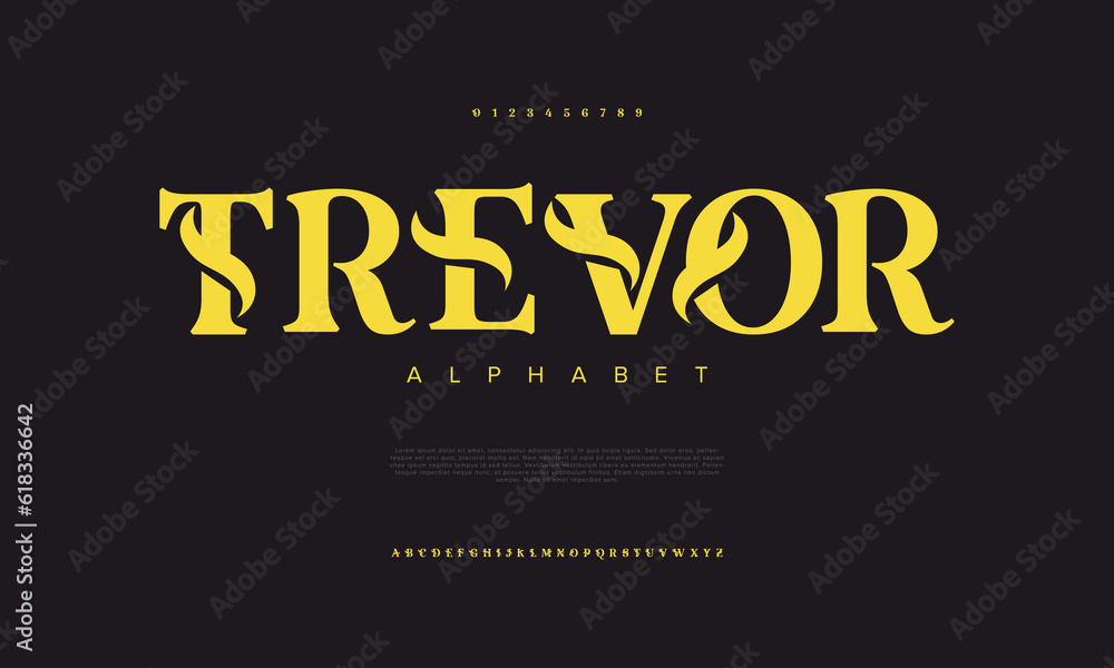 Trevor premium luxury elegant alphabet letters and numbers. Elegant ...