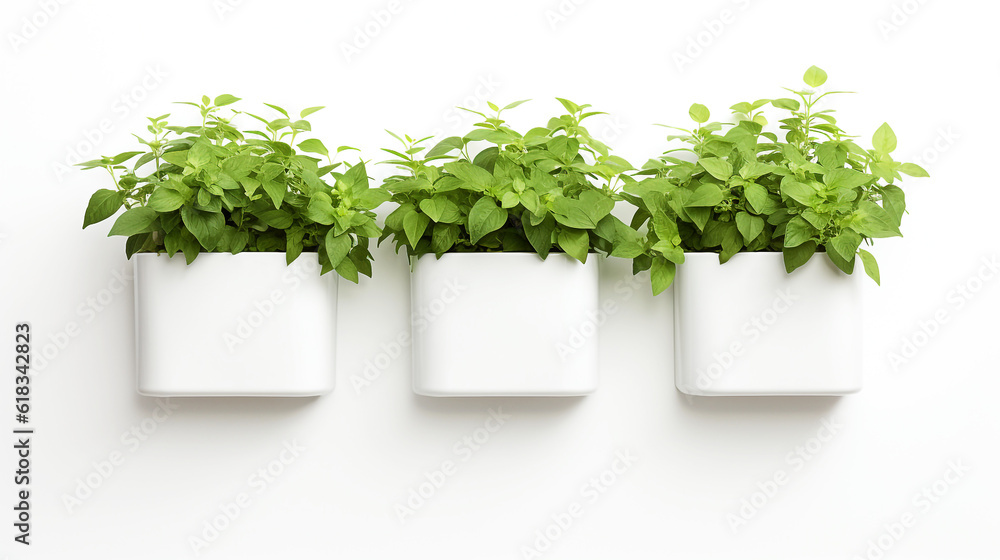 Wall planters, front view, white background. Generative AI image. Stock ...