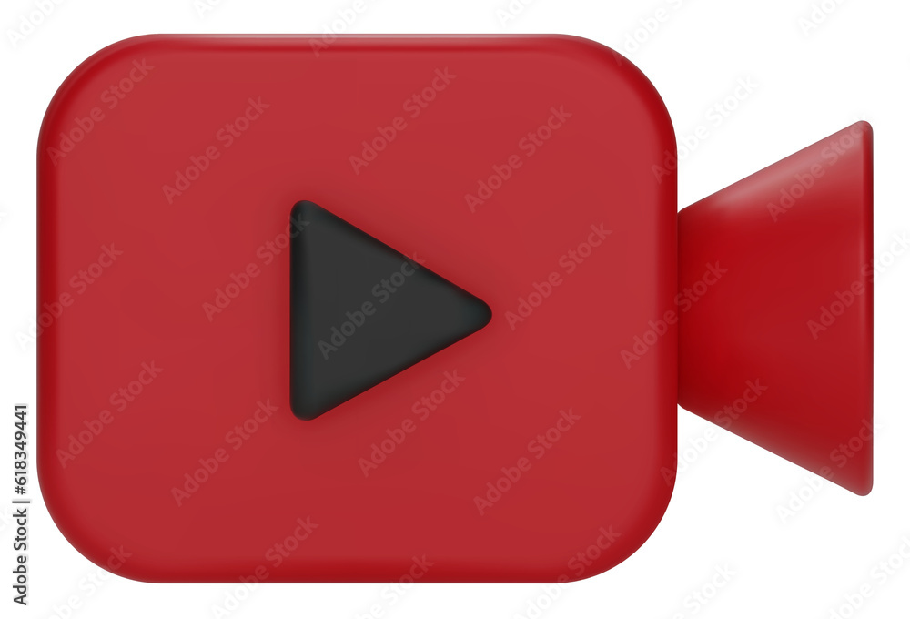 Red Video camera icon isolate on white background. 3d Realistic movie ...