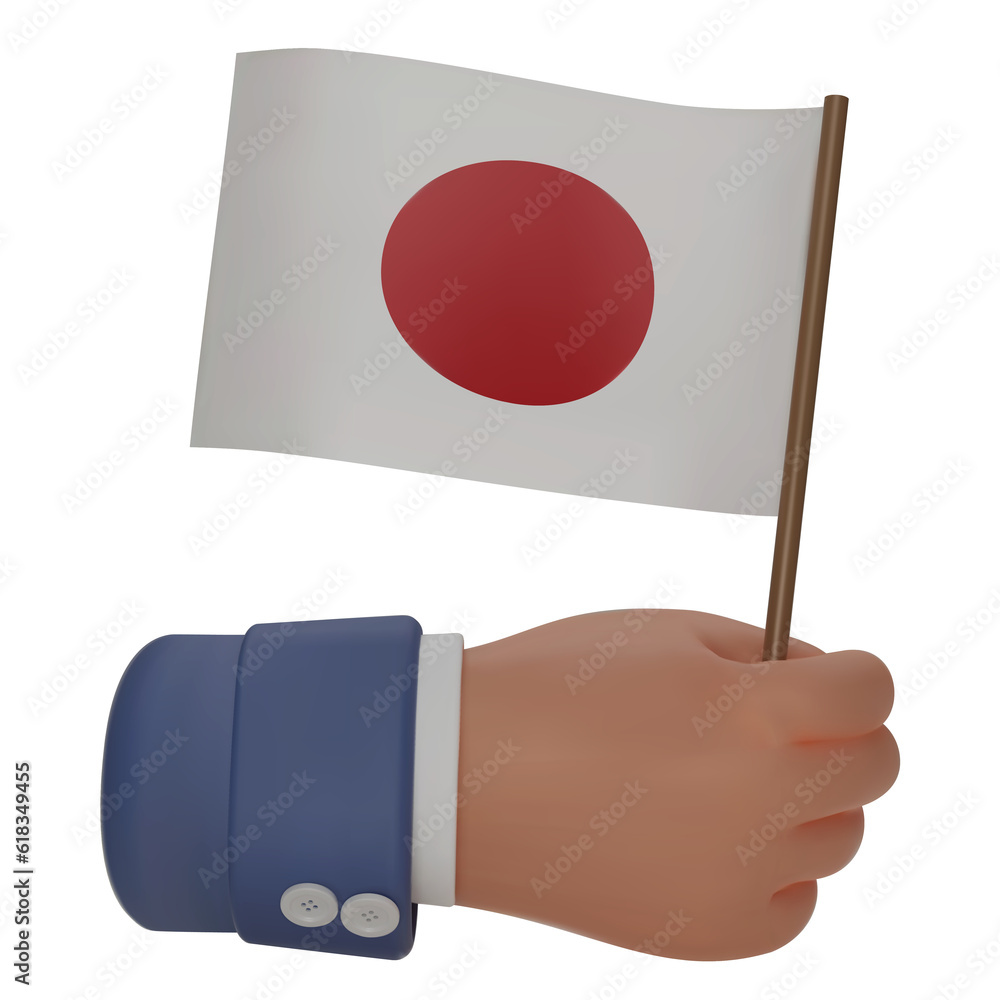 Hand holding Japan flag isolated on white background. Japan National ...