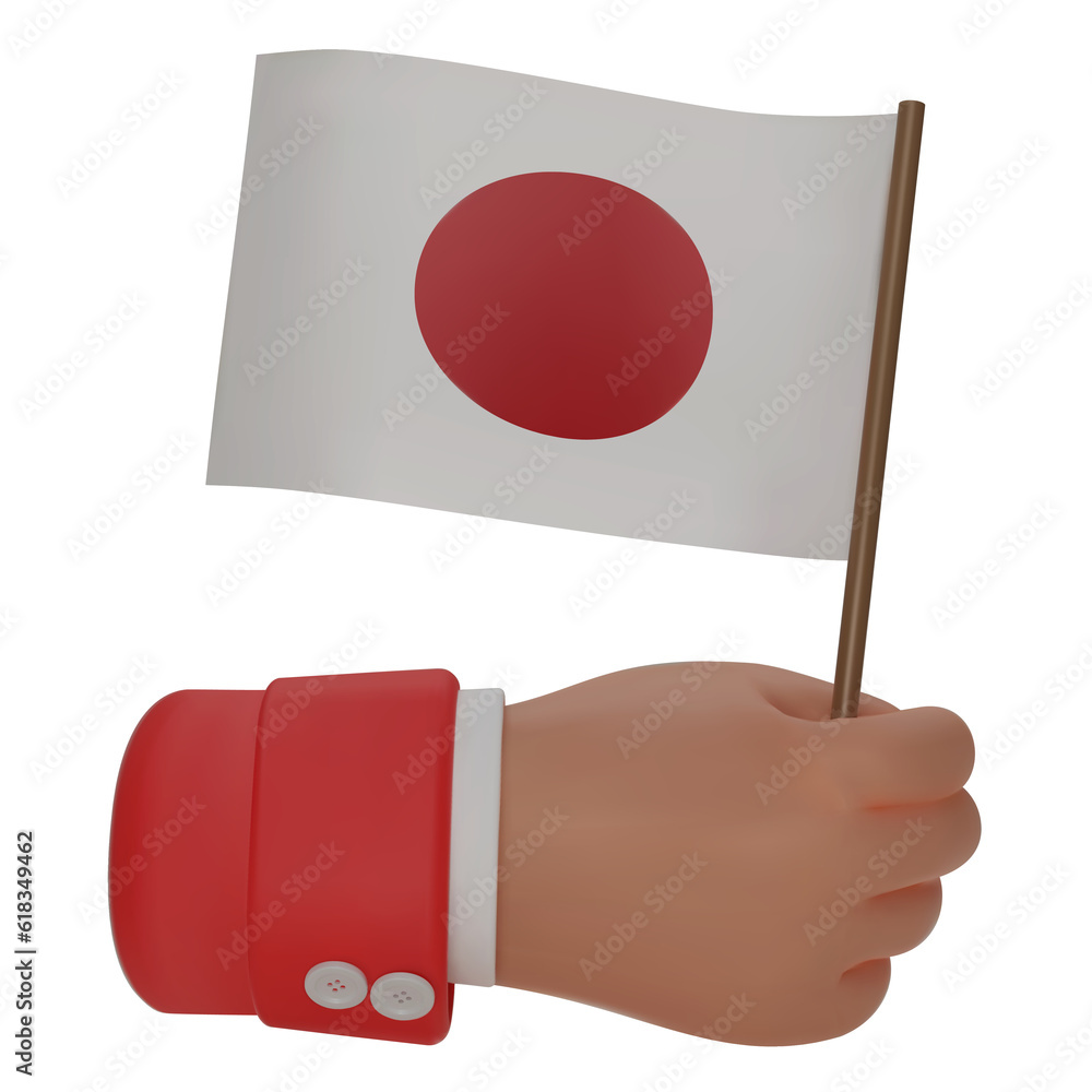 Hand holding Japan flag isolated on white background. Japan National ...