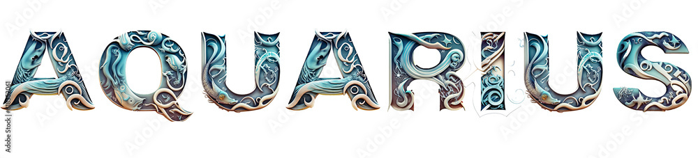 AQUARIUS Zodiac signs, Astrology, horoscope sign, collection typography ...