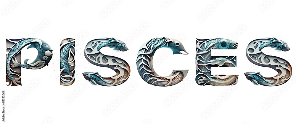 PISCES Zodiac signs, Astrology, horoscope sign, collection typography ...