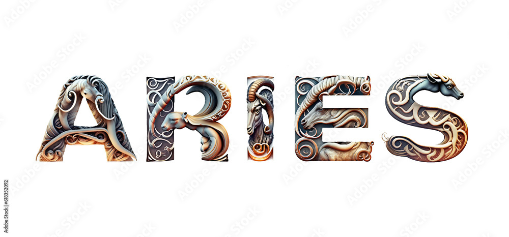 ARIES Zodiac signs, Astrology, horoscope sign, collection typography ...