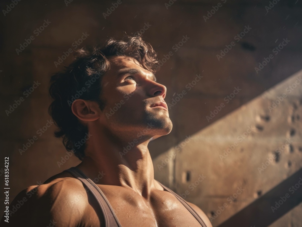 alpha male with muscles and sharp cheek bones 80s style action hero ...