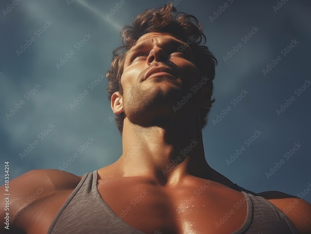 alpha male with muscles and sharp cheek bones 80s style action hero ...