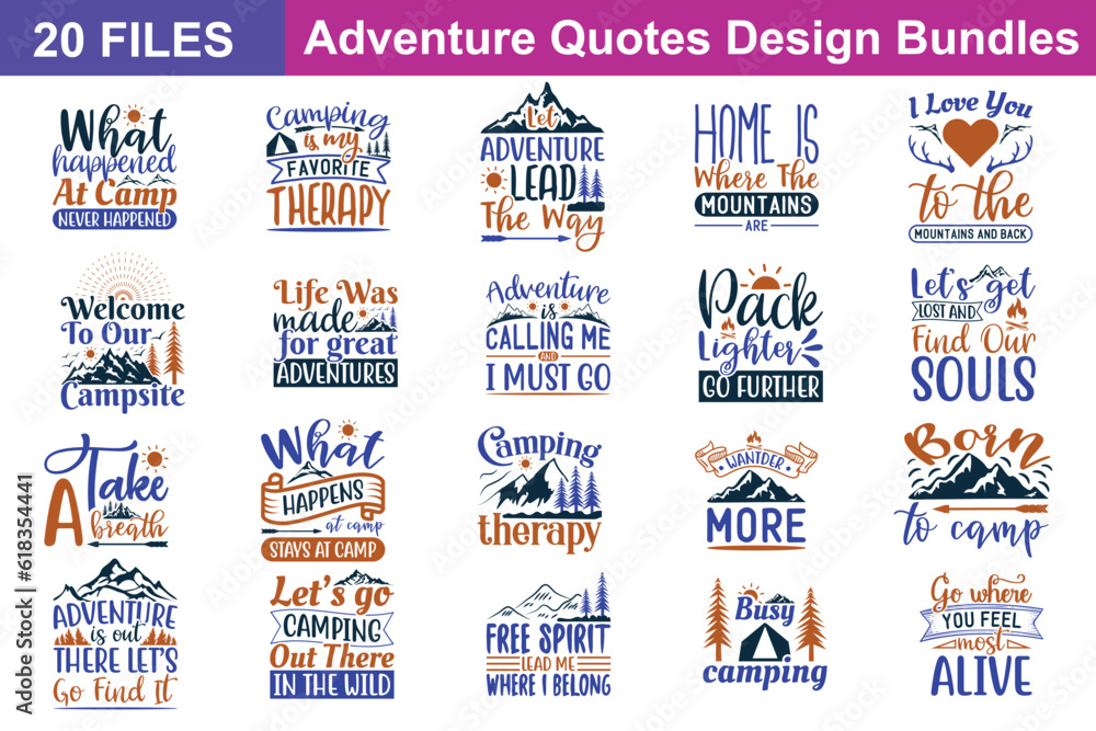 Vetor de Adventure Quotes svg Bundle, Quotes about Adventure, Adventure ...