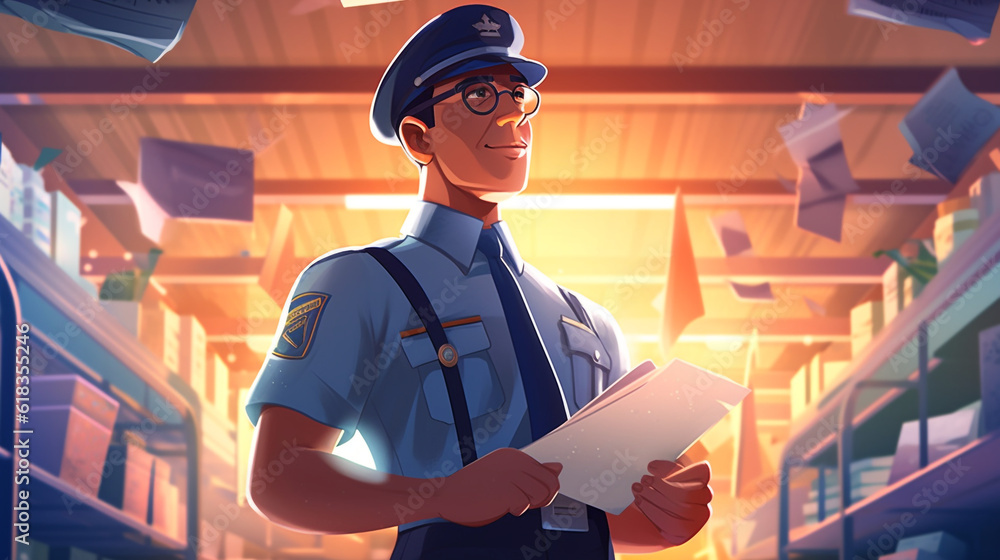 worker at work vector illustration featuring a postal worker in their ...