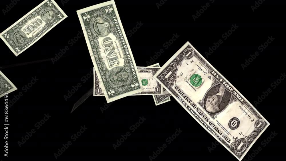 1 USD Bills - Flying Around - Abstract realistic 3D animation loop ...