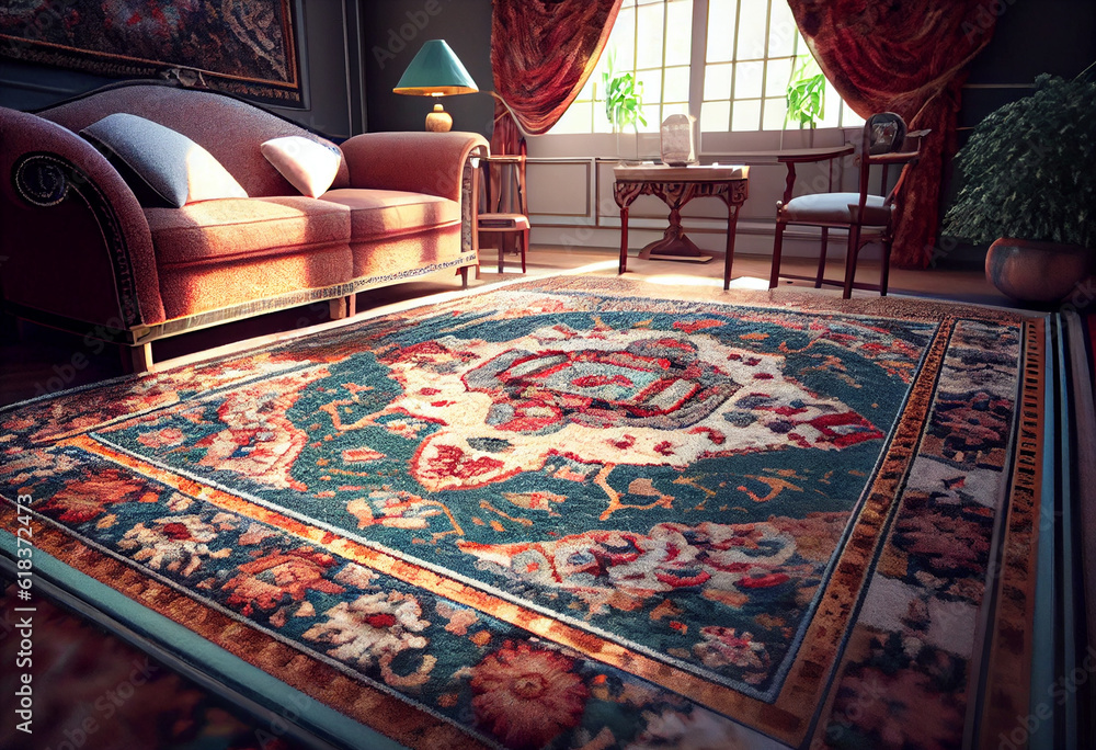 Persian Carpet Texture, abstract ornament. Round mandala pattern ...