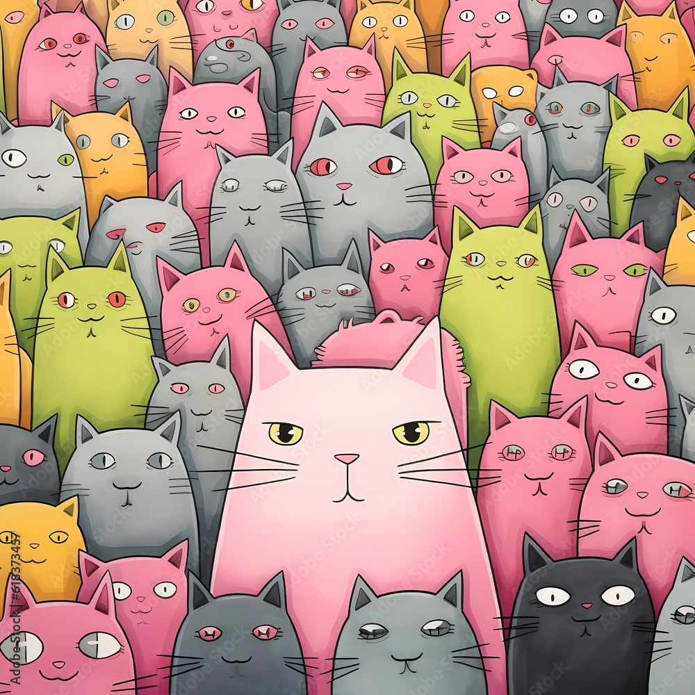 All About Cat Illustrations. Cartoon style characters Design. Cute ...