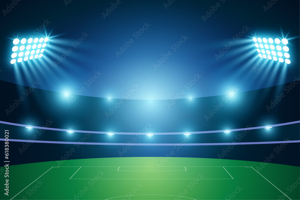 Sport and football stadium with spotlights background graphic Stock ...