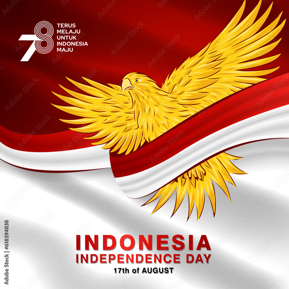 17 August 2023. Indonesia independence day background with garuda bird ...