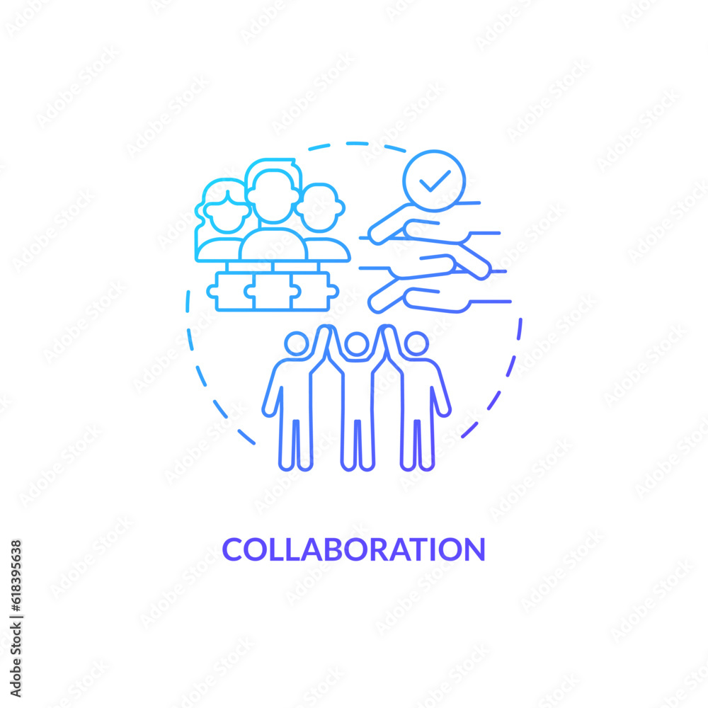 Collaboration blue gradient concept icon. Community change. Share ideas ... Collaboration blue gradient concept icon. Community change. Share ideas ...