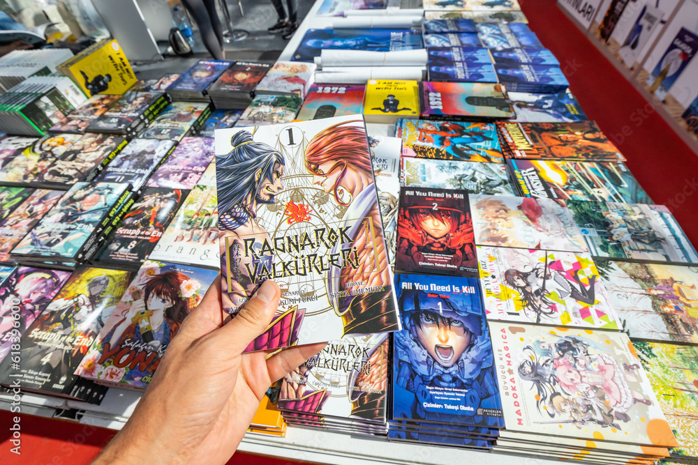 28 October 2022: Antalya, Turkey: Japanese manga books for sale at ...