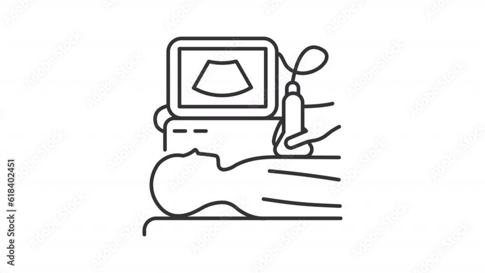 Ultrasound scan icon animation. Animated line doctor hand using ...