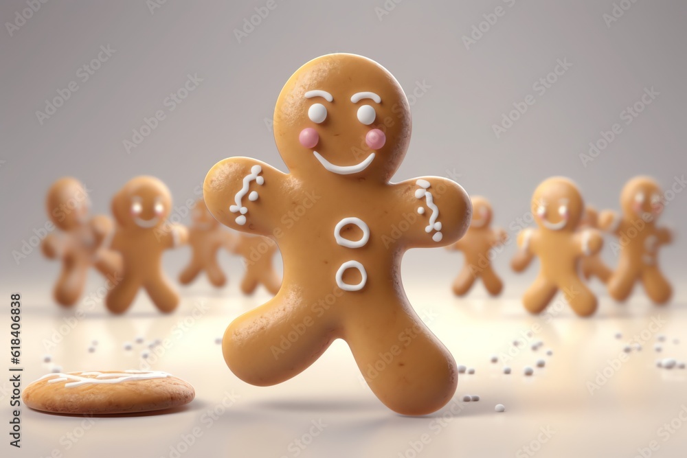 A gingerbread man with a cute fleeing face expression Stock イラスト ...