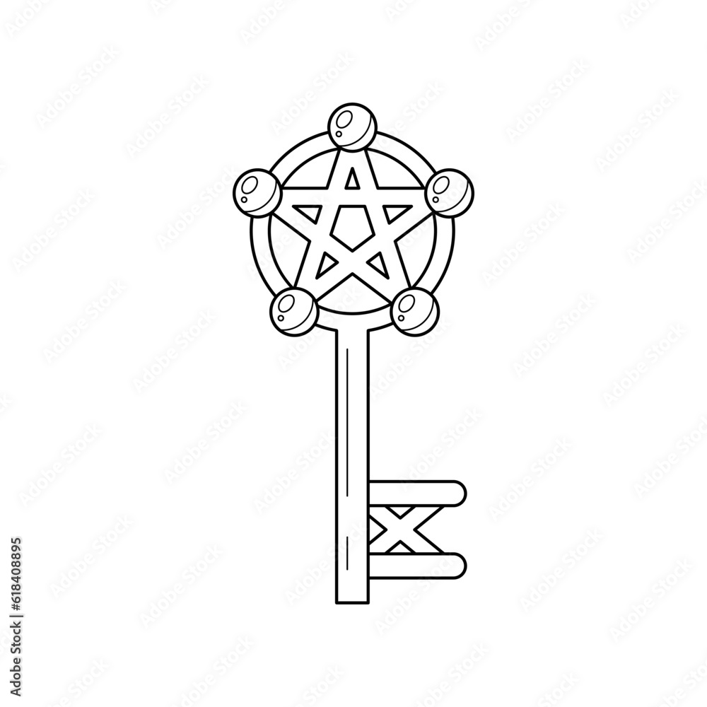 Magic key icon. Cartoon illustration of a gold key with gems isolated ...