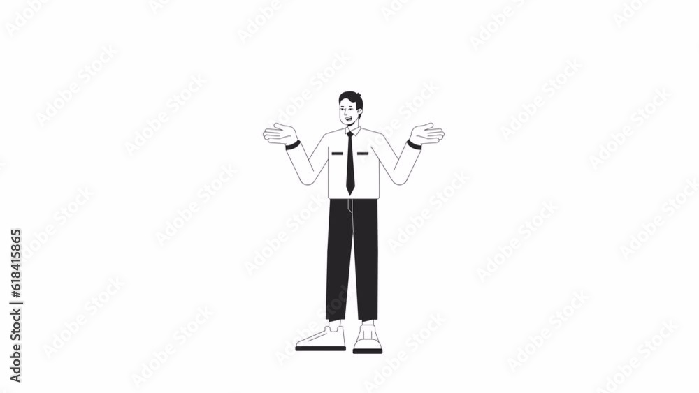 Office Man Shrugging Bw Animation Animated Character Colleague Showing Puzzled Reaction