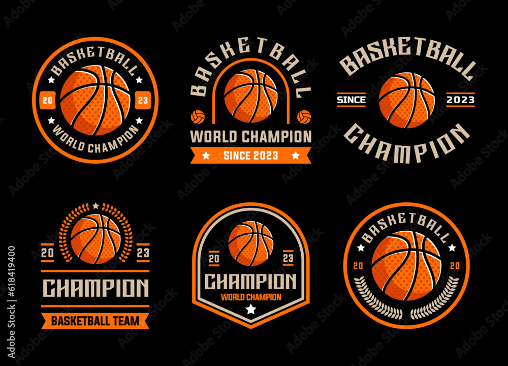 Basketball logo vector bundle, emblem set collections. Basketball logo ...