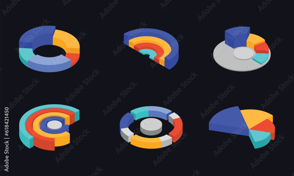 Colorful Different Shape of Pie Chart for Infographic Element ...
