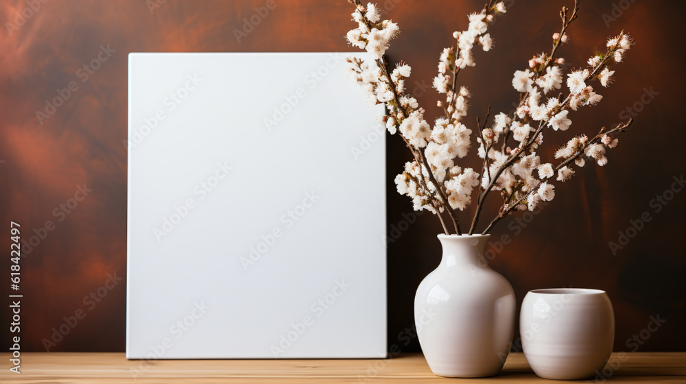 blank mural, mock-up mural in living room or bedroom atmosphere with ...