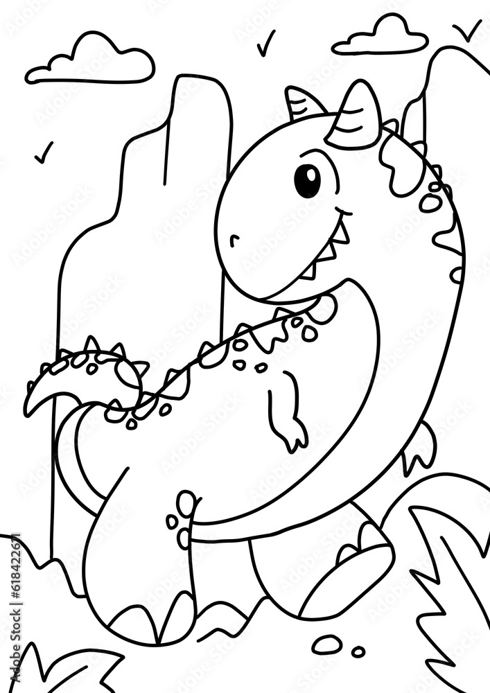 coloring page dinosaur carnotaurus for children kids only outline ...