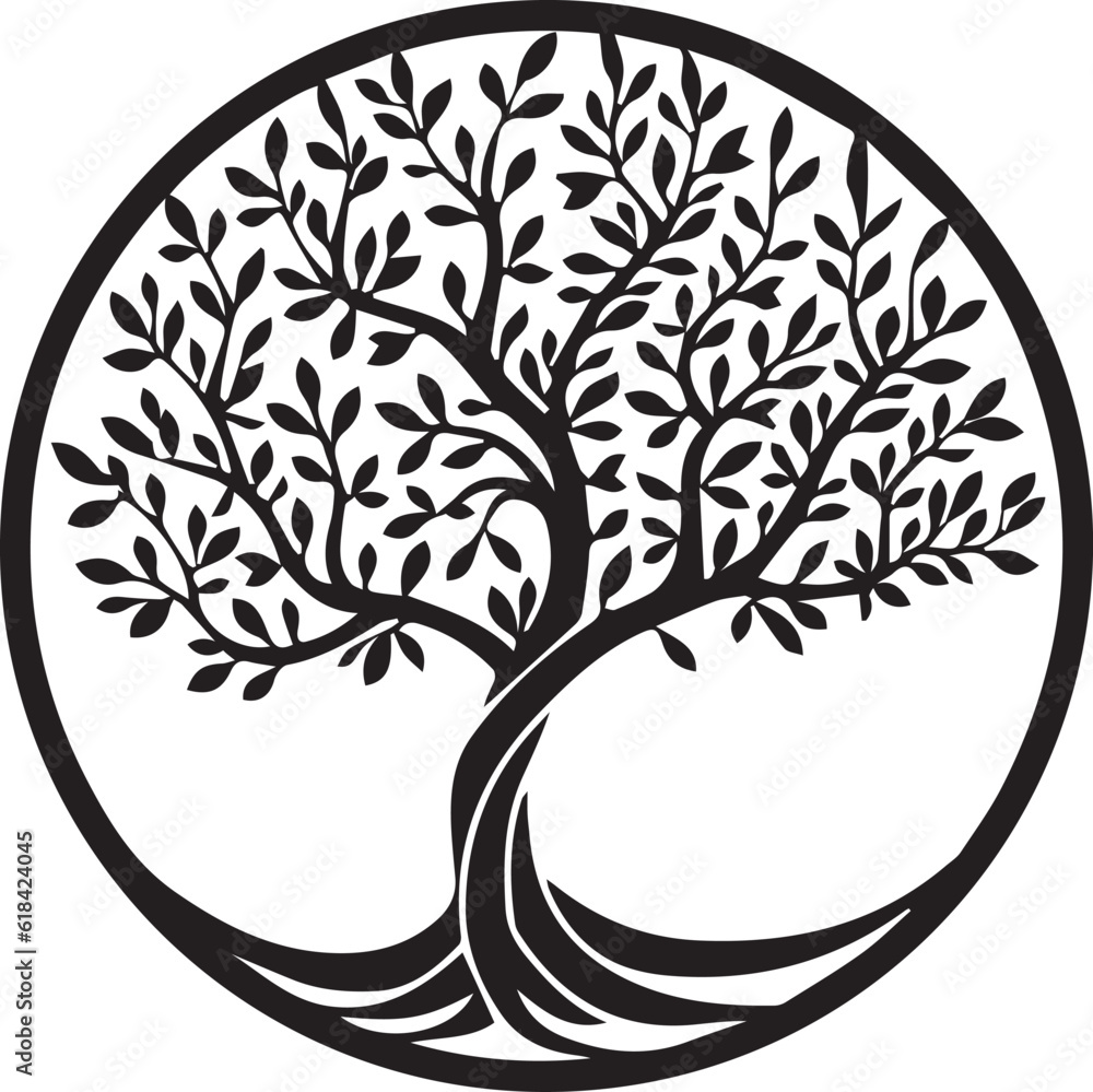 Tree of Life tribal black vector on white background lasercut Stock ...