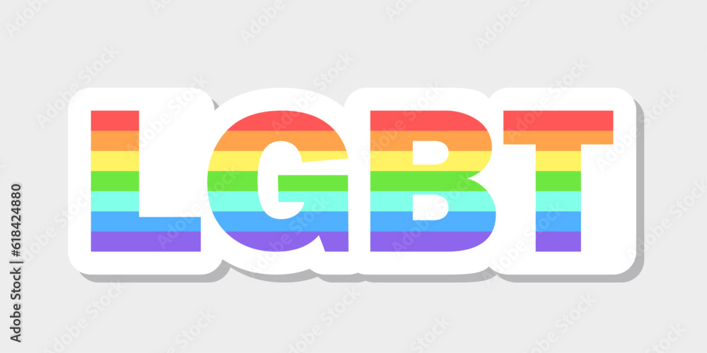 LGBT lettering. Sticker with rainbow colored letters. Colors of the ...