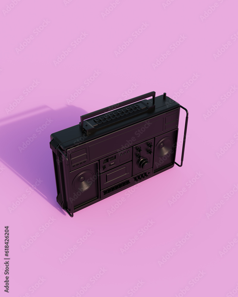 Black shiny boombox cassette player ghetto blaster sunlight gen z pink ...