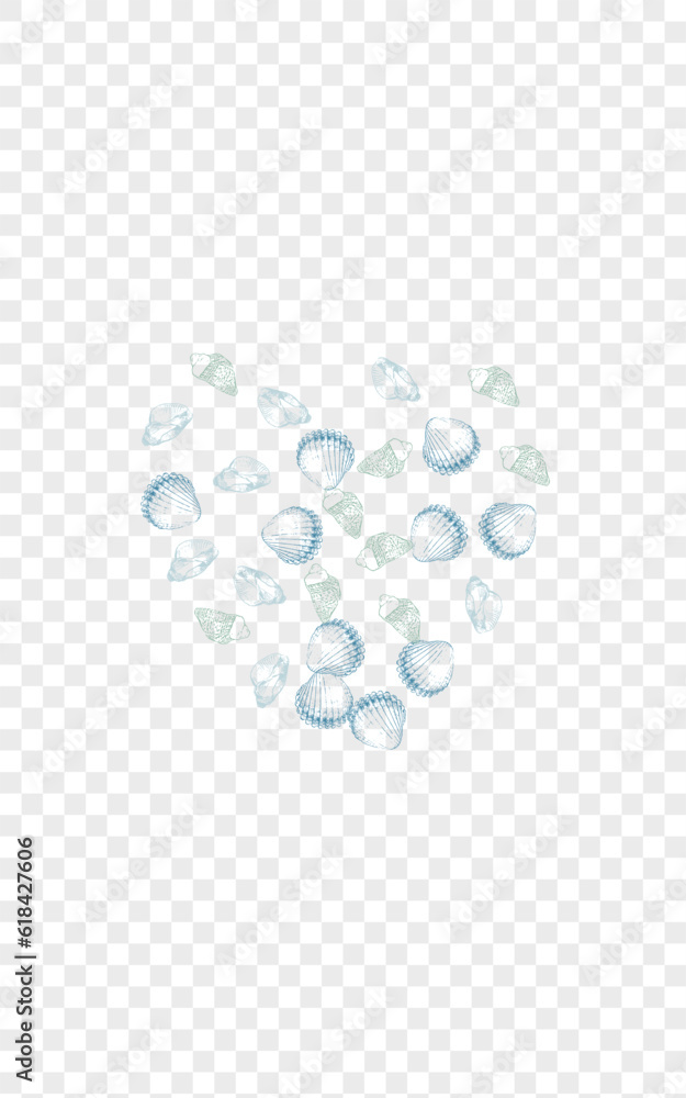 Navy Seashell Background Transparent Vector. Shellfish Cute Set ...