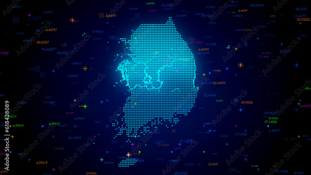Futuristic Blue Colorful Shiny Digital Technology Hud Dots Mosaic Grid ...