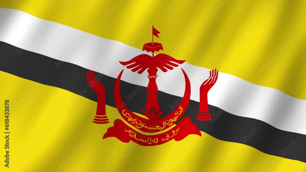 Flag of the brunei waving animation. looping National brunei darussalam ...