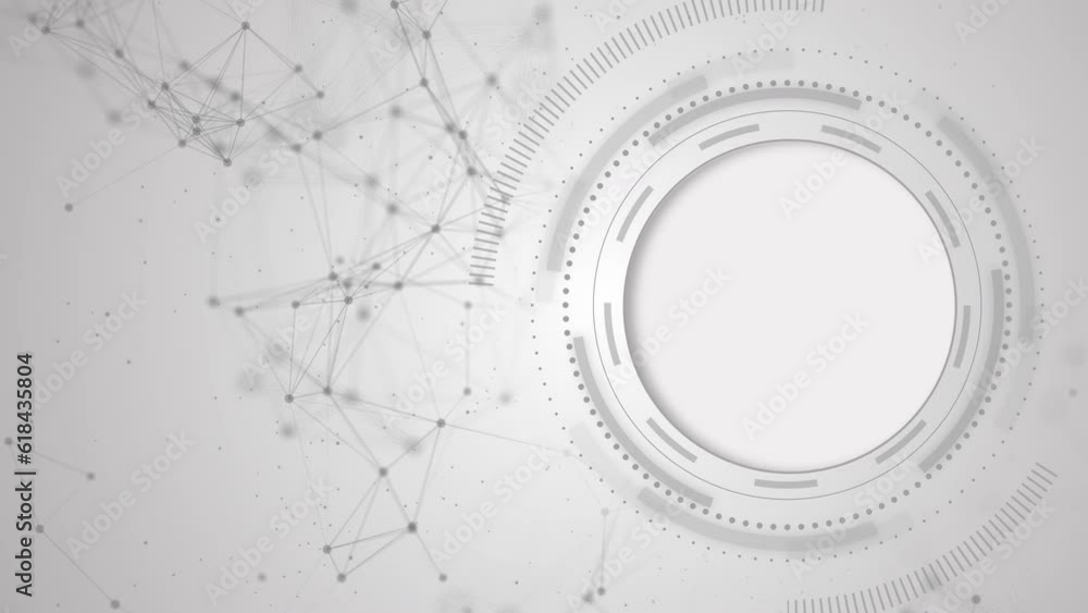 Round animated HUD element on a white background with plexus lines and ...