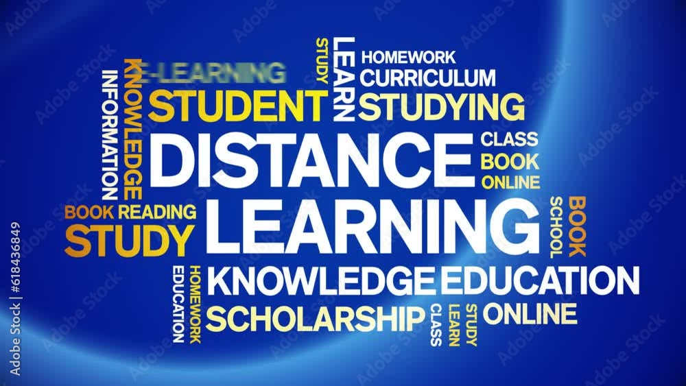 Distance Learning animated tag word cloud;text design animation kinetic ...