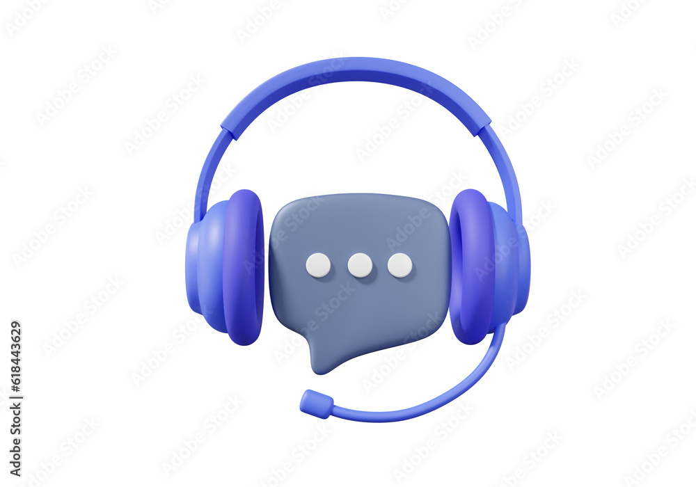 3D call center customer service icon helpdesk chat phone contact bubble ...