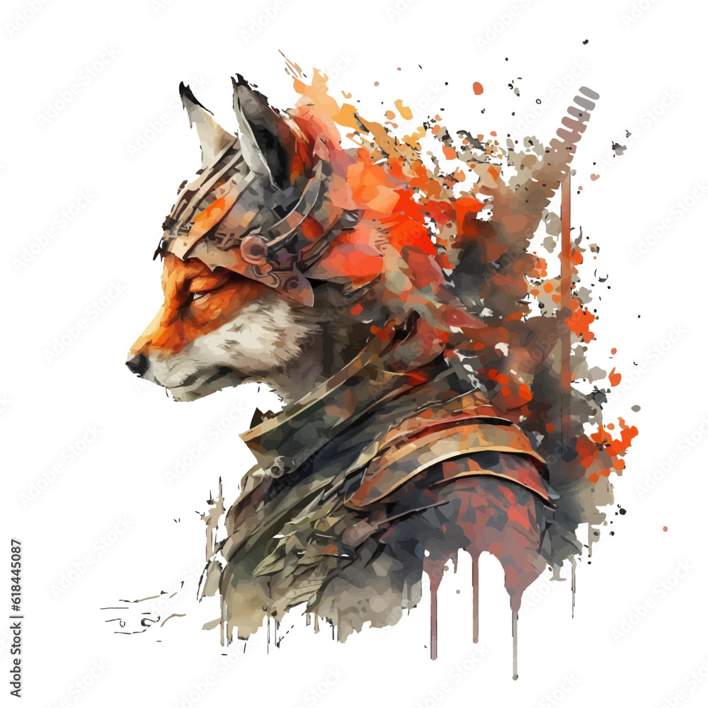 Samurai Fox Traditional Japanese | Transparent 300dpi digital tshirt ...