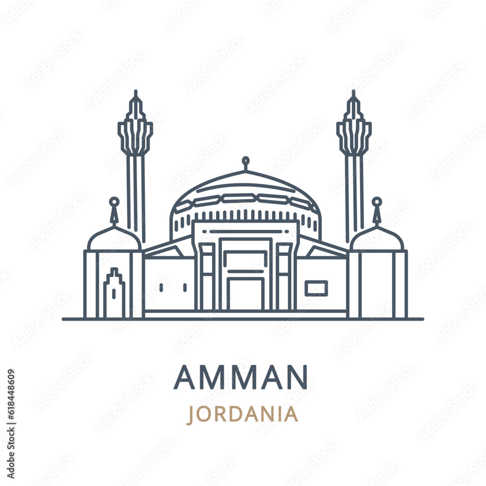 Vector icon of the city landmark of Amman in the country of Jordania ...