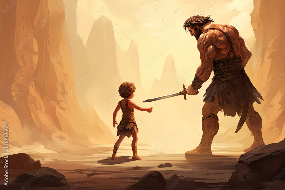 David and Goliath Bible story religious tale Christian, generated ai ...