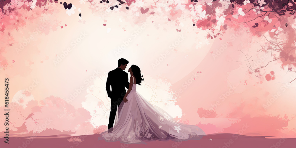 Wedding background banner illustration backdrop marriage design ...