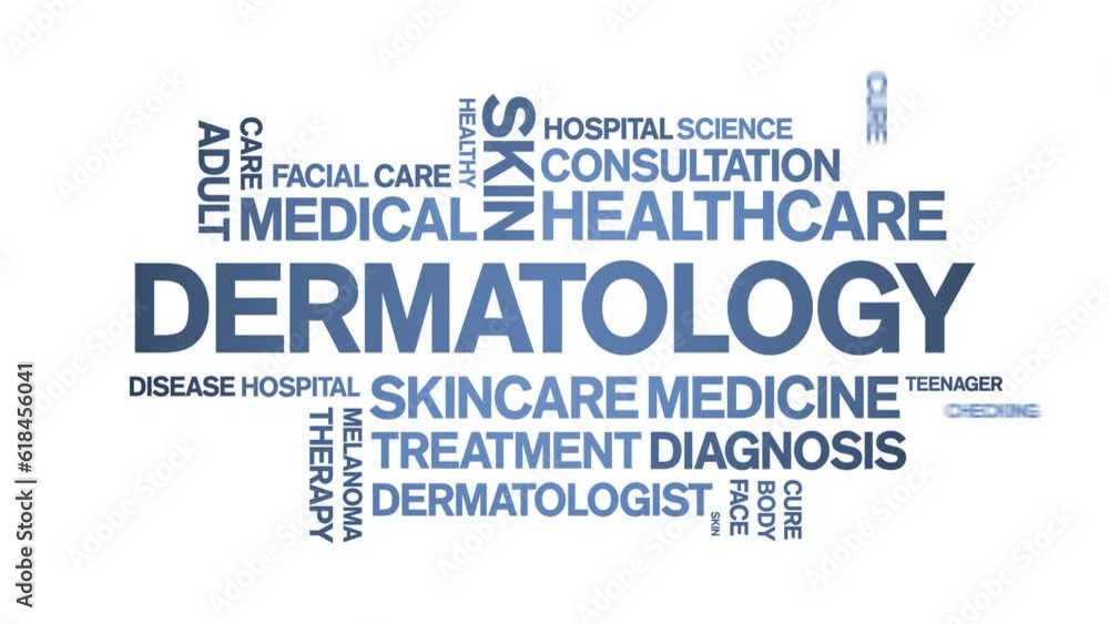 Dermatology animated tag word cloud;text design animation kinetic ...