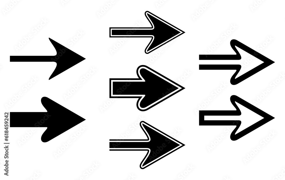 Arrow Icon Right Sign Cursor Pointer Symbol Button Stock Vector | Adobe ...