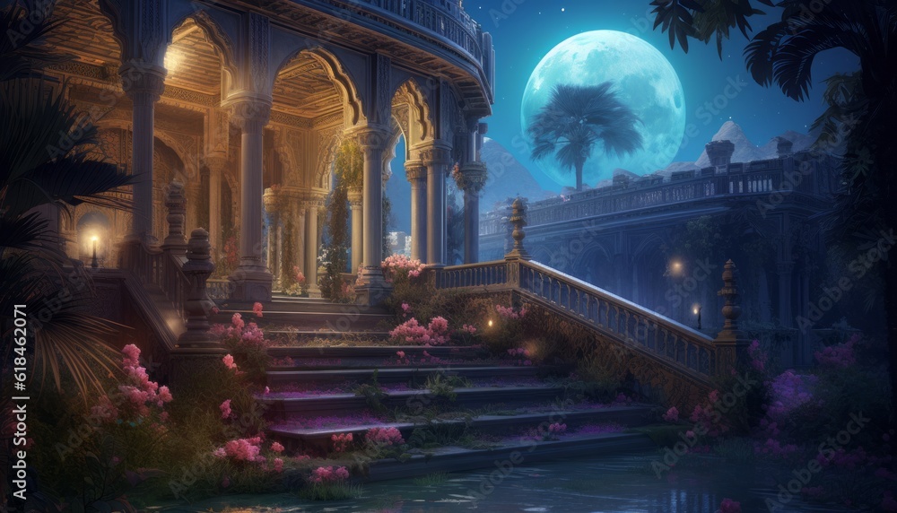 Infiltrating the nobility at a grand luxurious fantasy persian palace ...