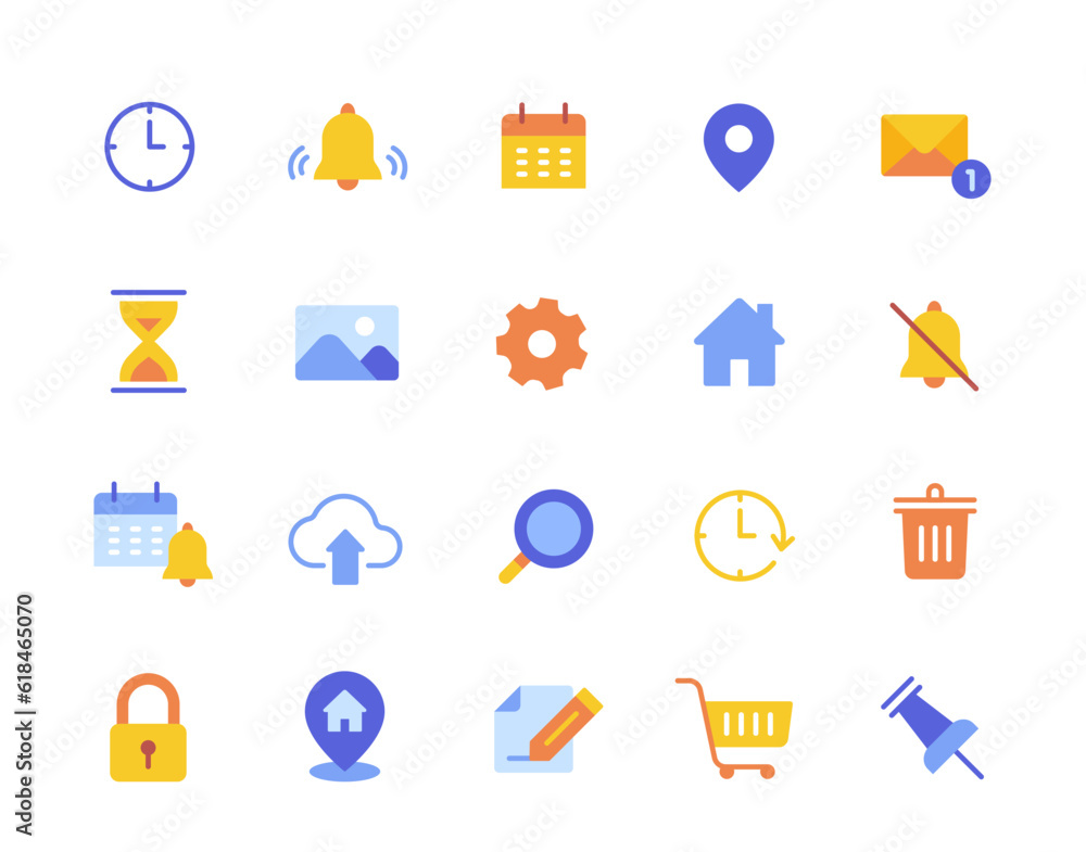 Colorful app icons set. Simple stickers with phone home screen and menu ...